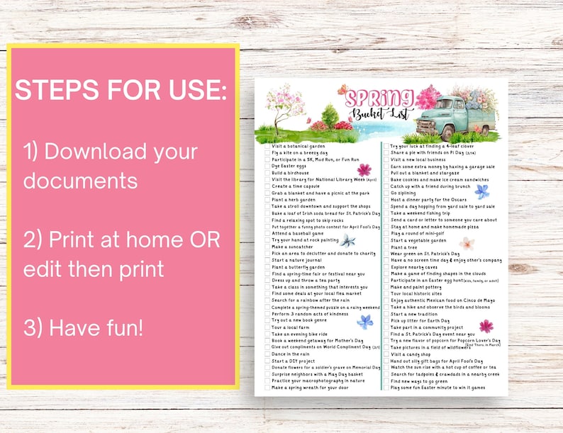 Editable Spring Bucket List With FREE Seasonal Calendars | Printable ...