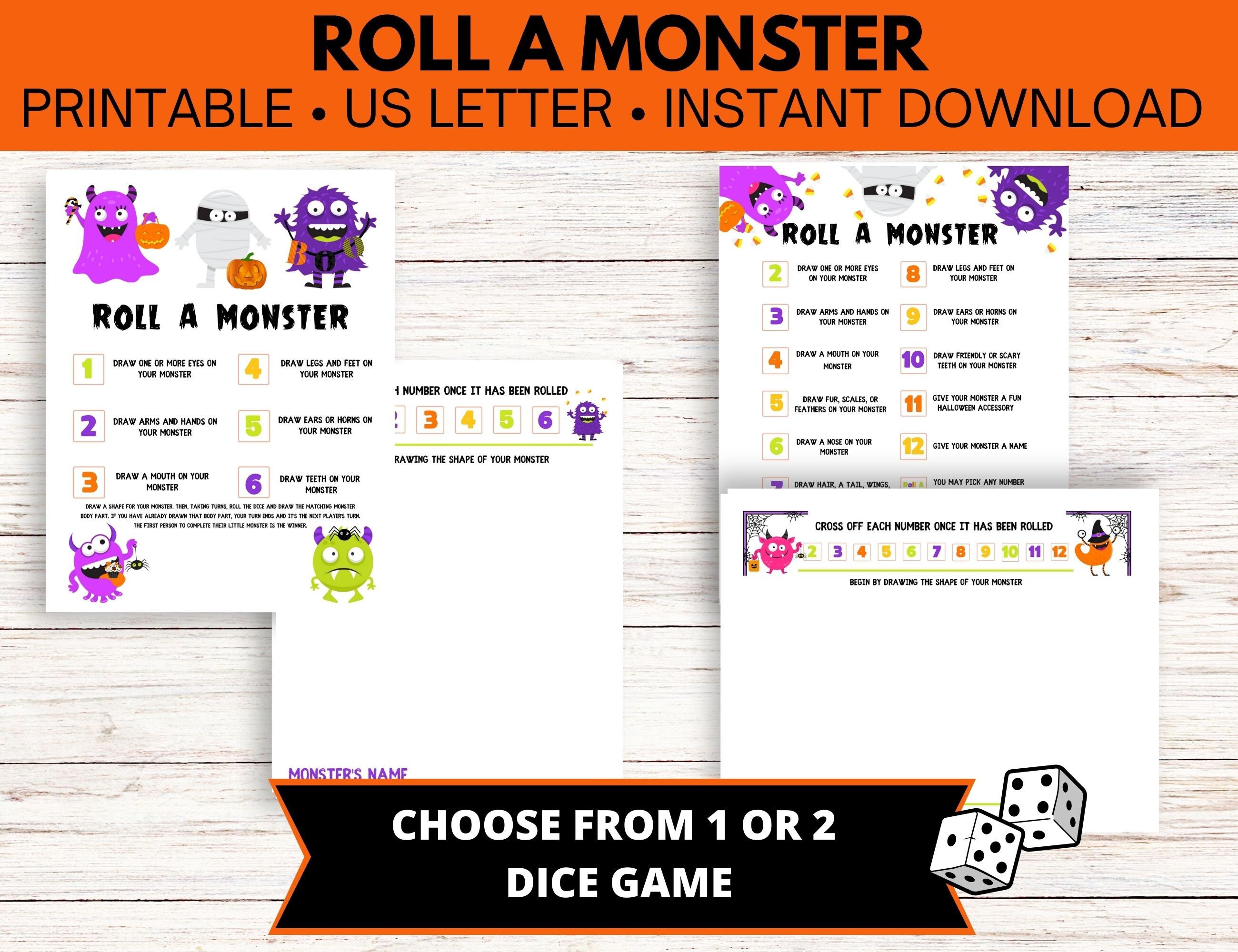 Halloween Roll a Dice Game Bundle Roll a Monster Roll Jack-o-lantern ...