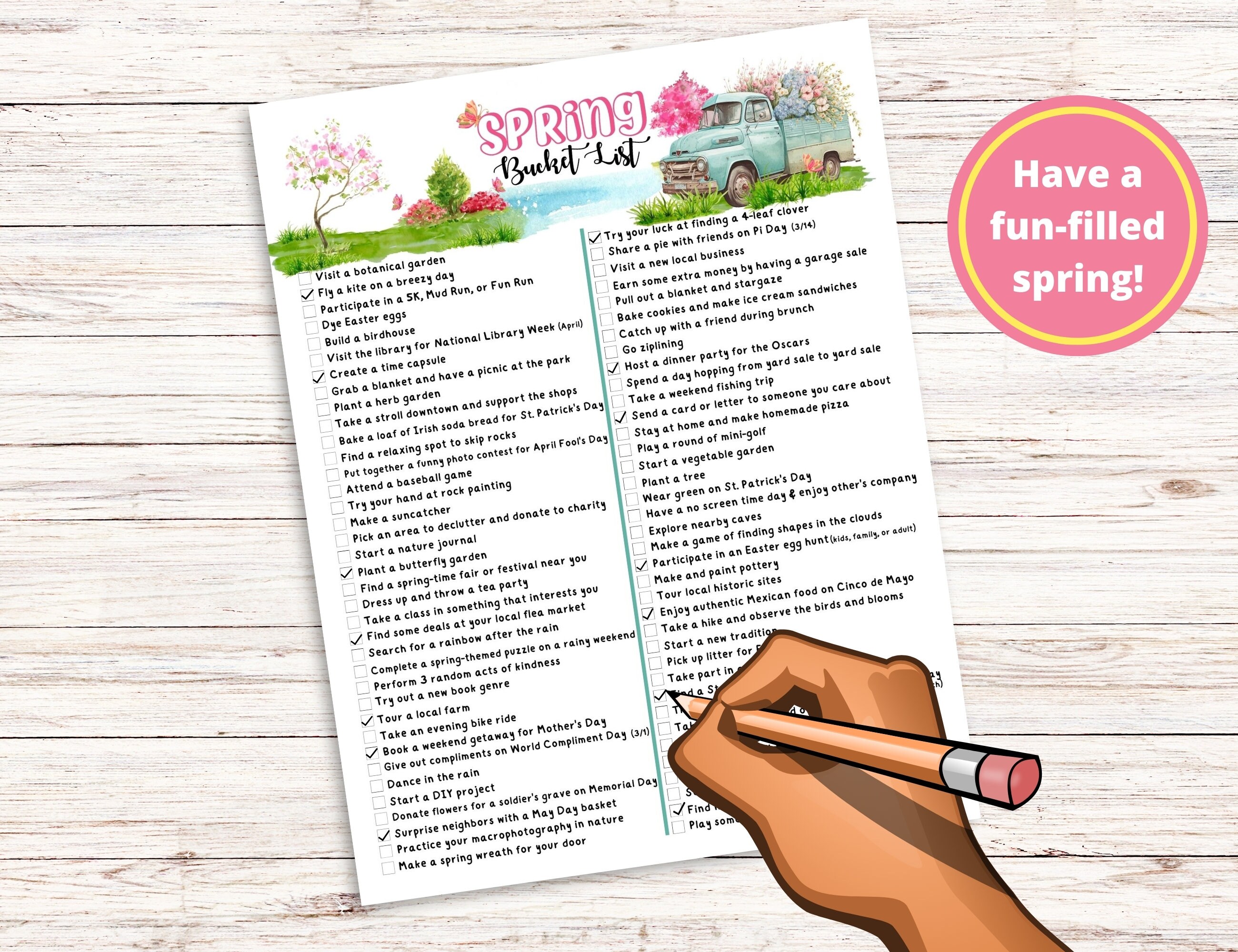 Editable Spring Bucket List With FREE Seasonal Calendars | Printable ...