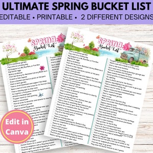 Editable Spring Bucket List With FREE Seasonal Calendars | Printable ...