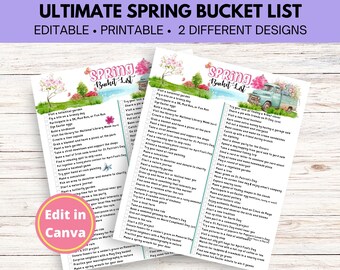 Printable Spring Bucket List - Etsy