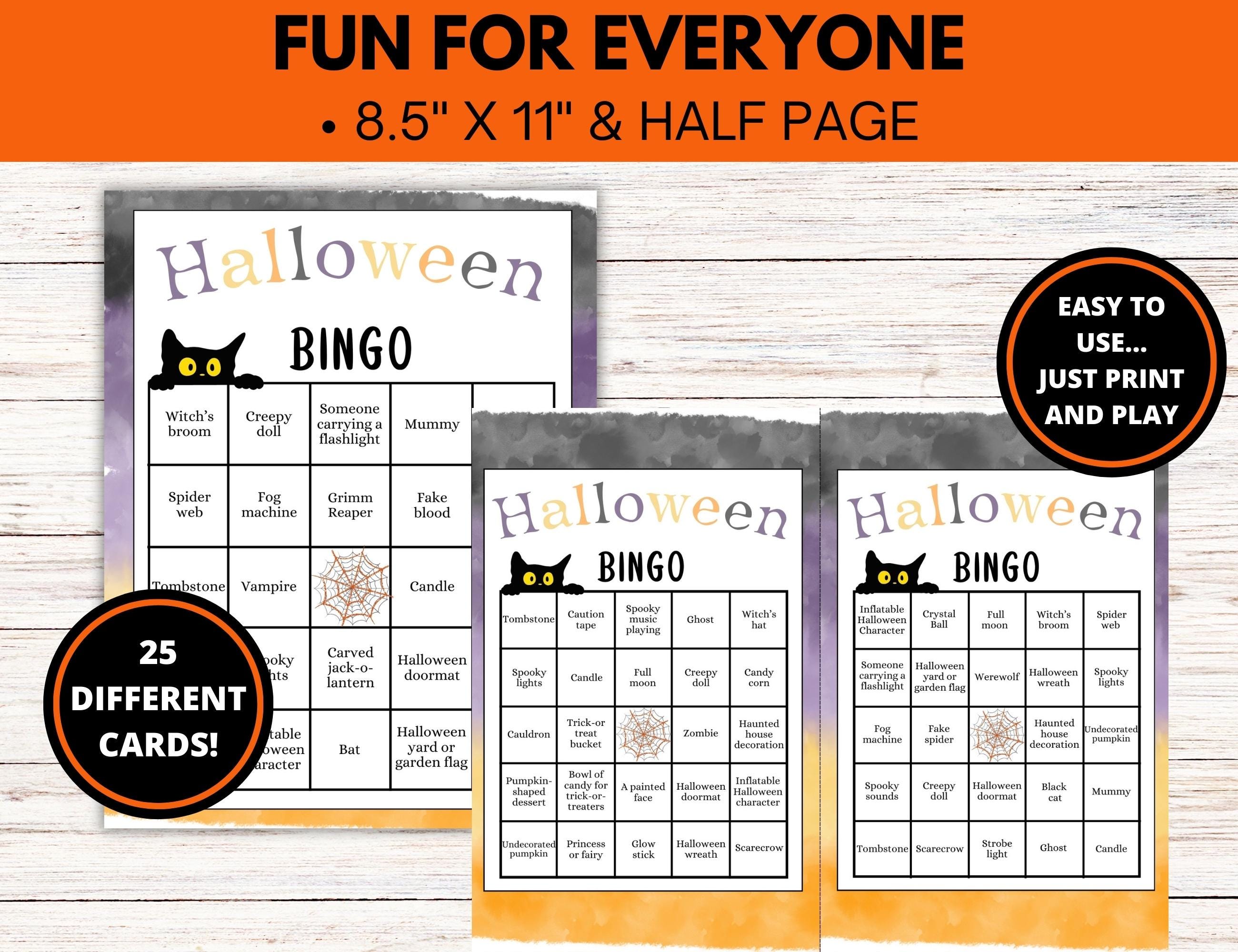 Halloween Scavenger Hunt Bingo W/ 25 Unique Cards for Adults, Teens ...