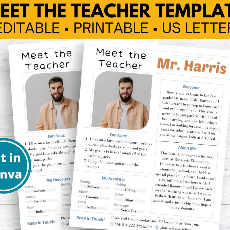Meet the Teacher Template - Etsy