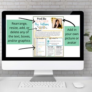 Sunflower Meet the Teacher Editable Template | Back to School Printable ...