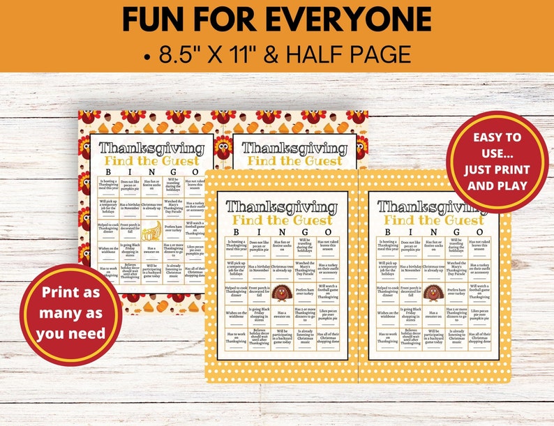 Editable Thanksgiving Find the Guest Bingo | Thanksgiving Human Bingo ...