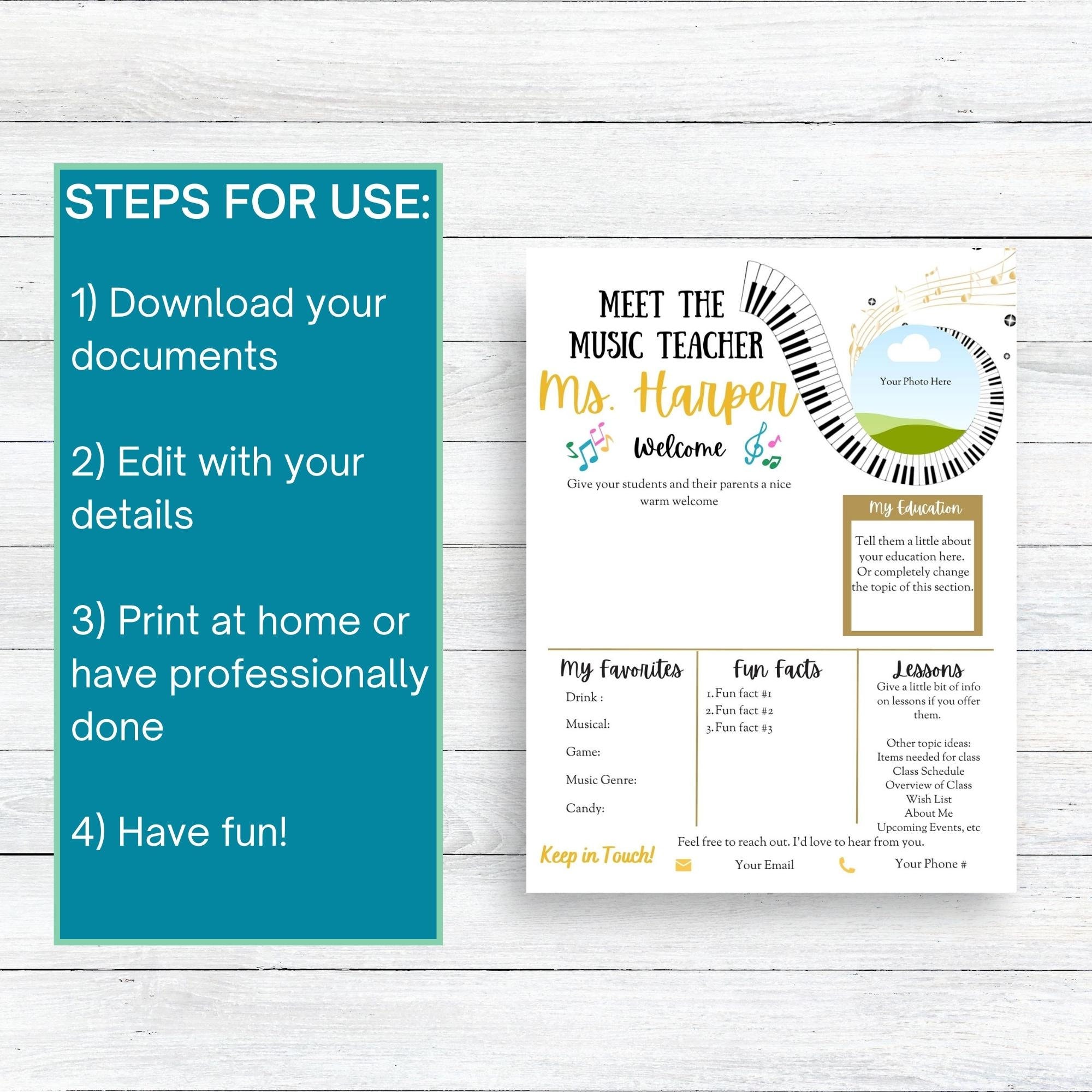 Meet the Music Teacher Template Editable Printable Music Teacher ...