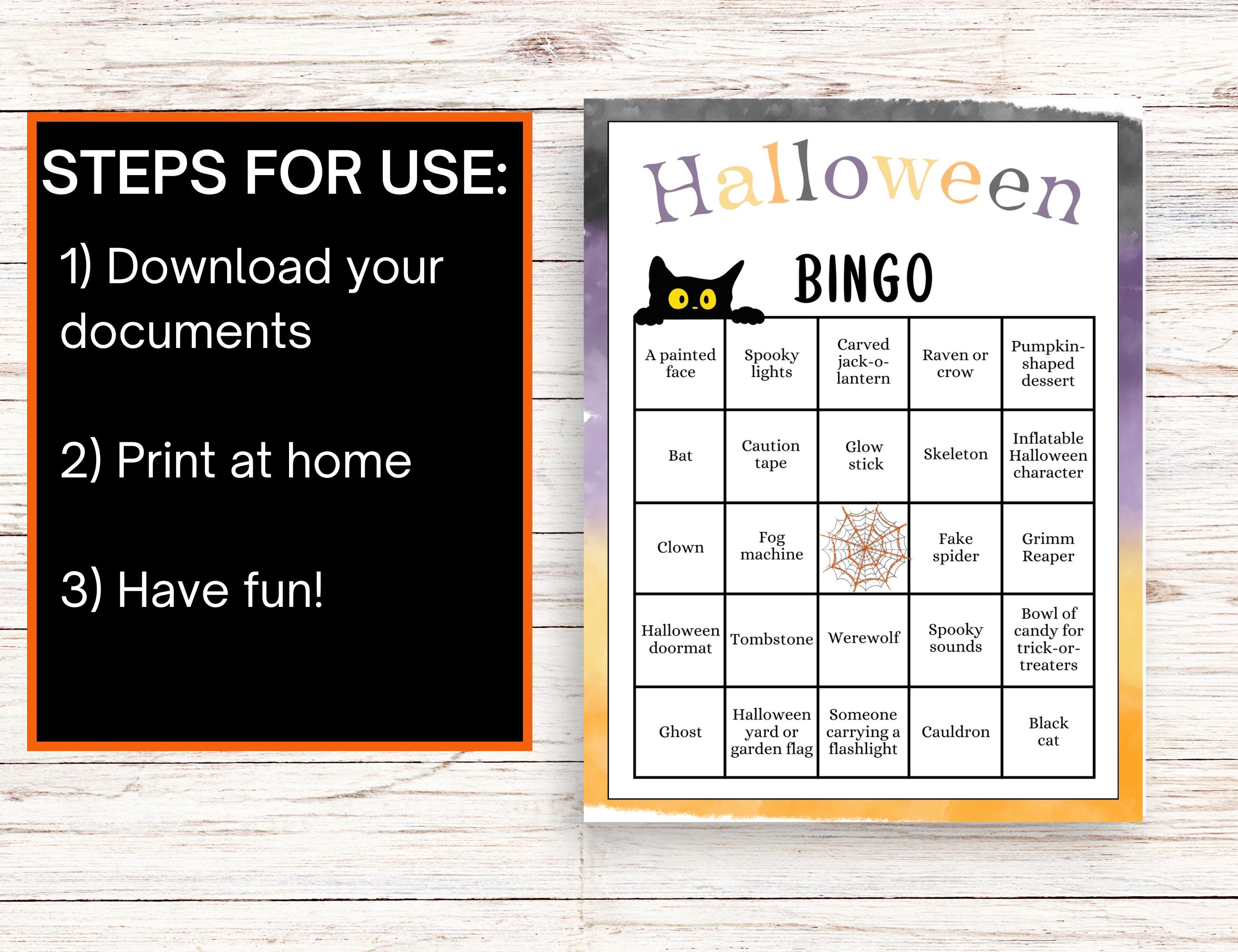Halloween Scavenger Hunt Bingo W/ 25 Unique Cards for Adults, Teens ...