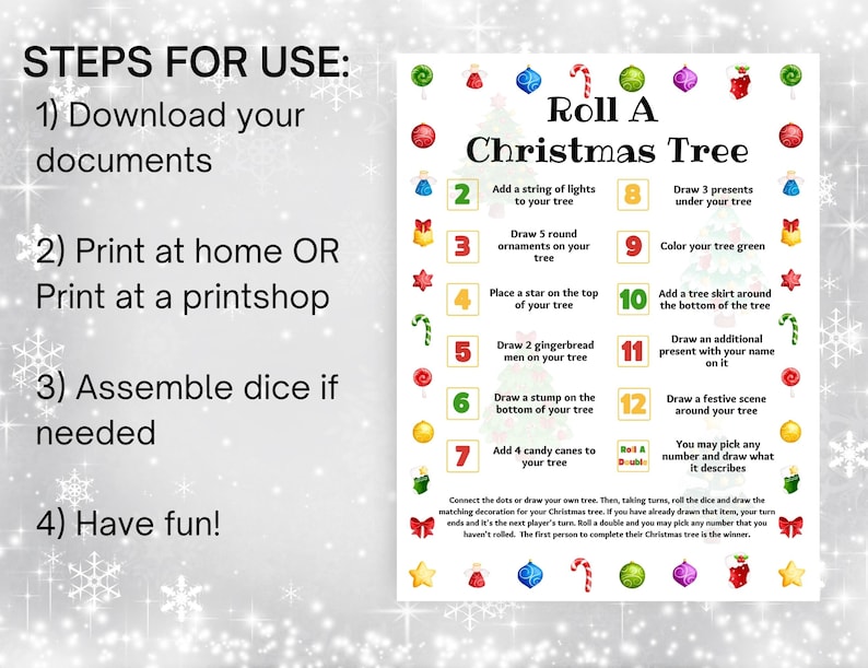 Roll a Christmas Tree Dice Game | Kids X-mas Game Instant Download ...