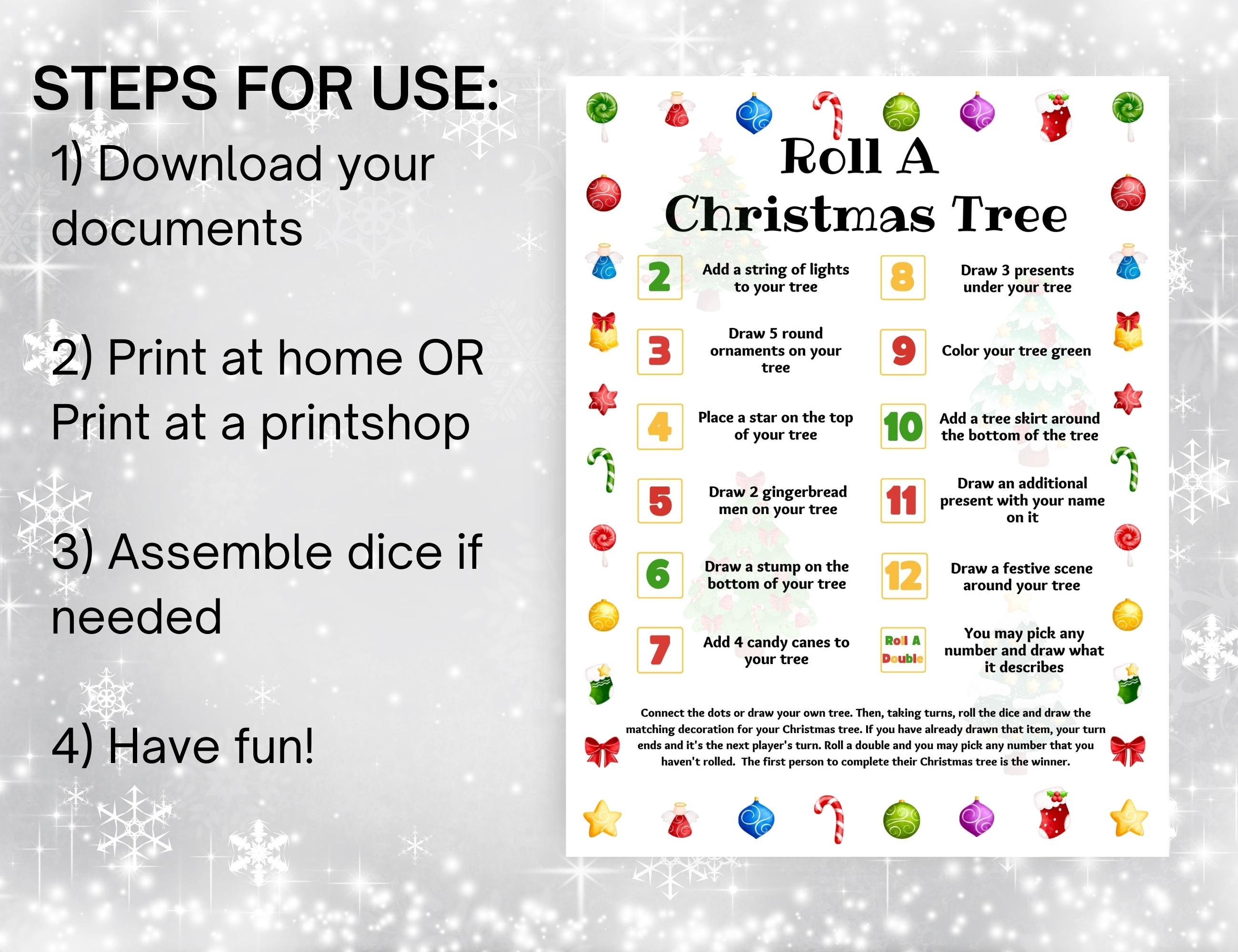 Roll a Christmas Tree Dice Game | Kids X-mas Game Instant Download ...