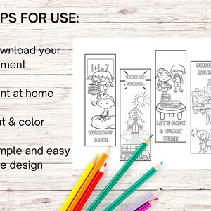 Back to School Printable Coloring Bookmarks With 8 Designs | First Day ...