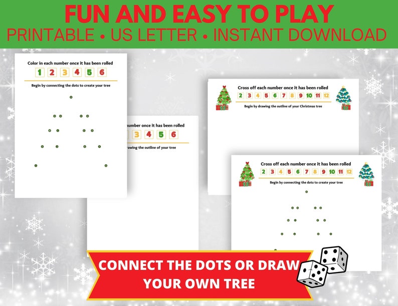 Roll a Christmas Tree Dice Game | Kids X-mas Game Instant Download ...