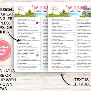 Editable Spring Bucket List With FREE Seasonal Calendars | Printable ...