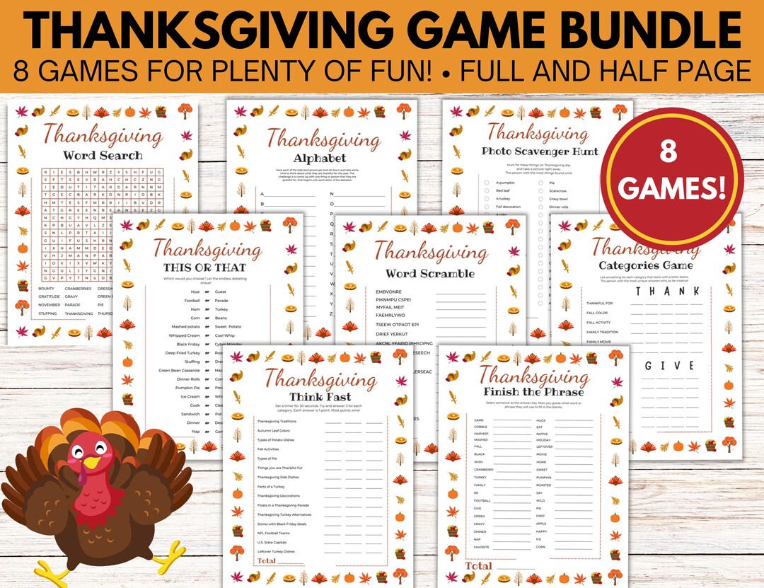 Thanksgiving Game Bundle | Thanksgiving Printable Games | Friendsgiving ...