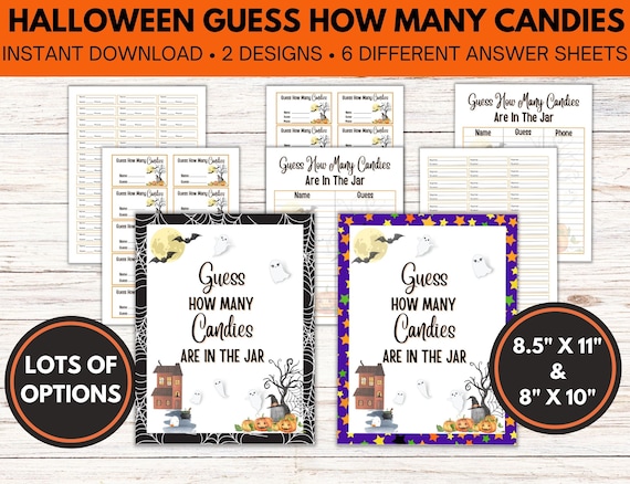 Halloween Guess How Many Candies Game Printable How Much - Etsy