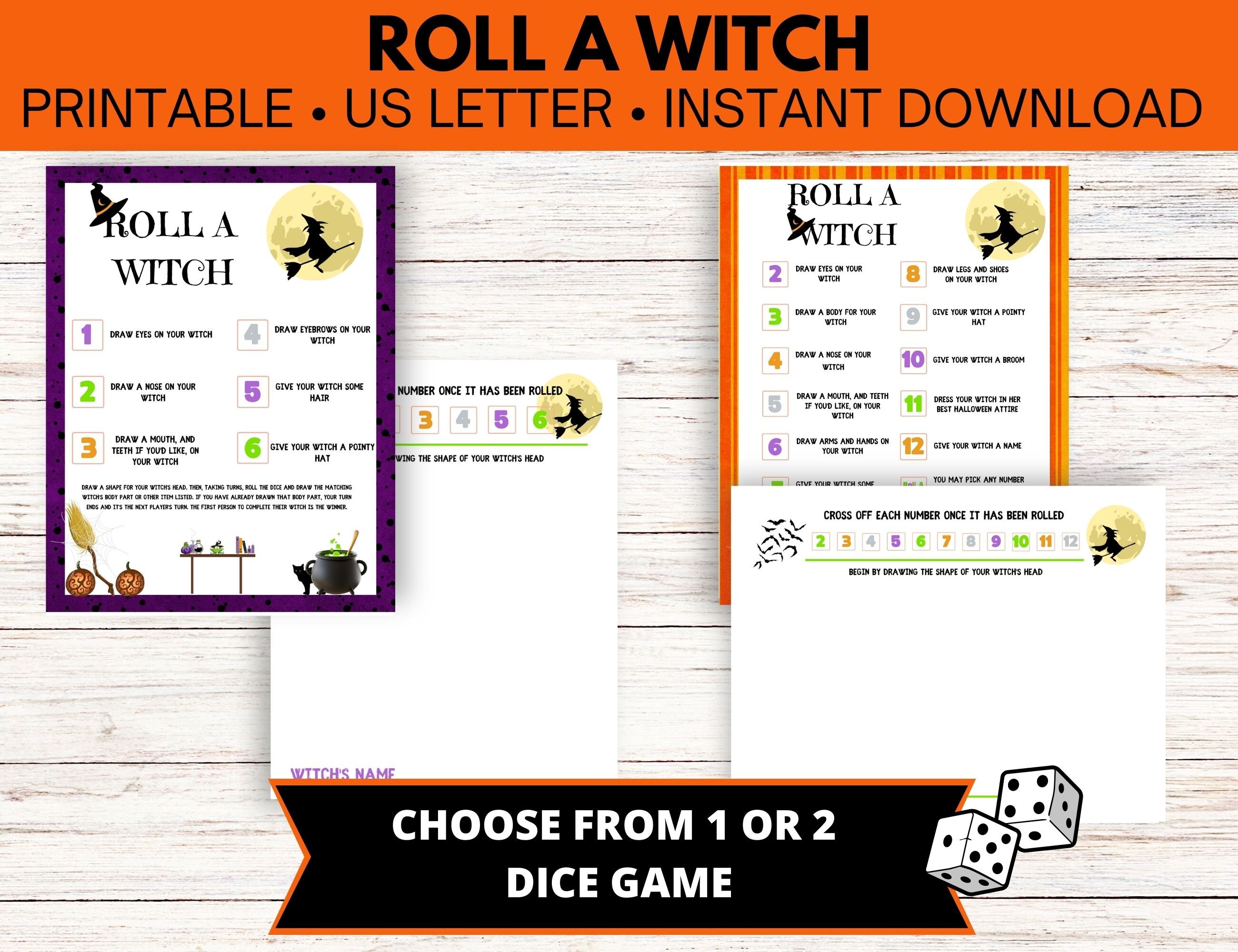Halloween Roll a Dice Game Bundle Roll a Monster Roll Jack-o-lantern ...