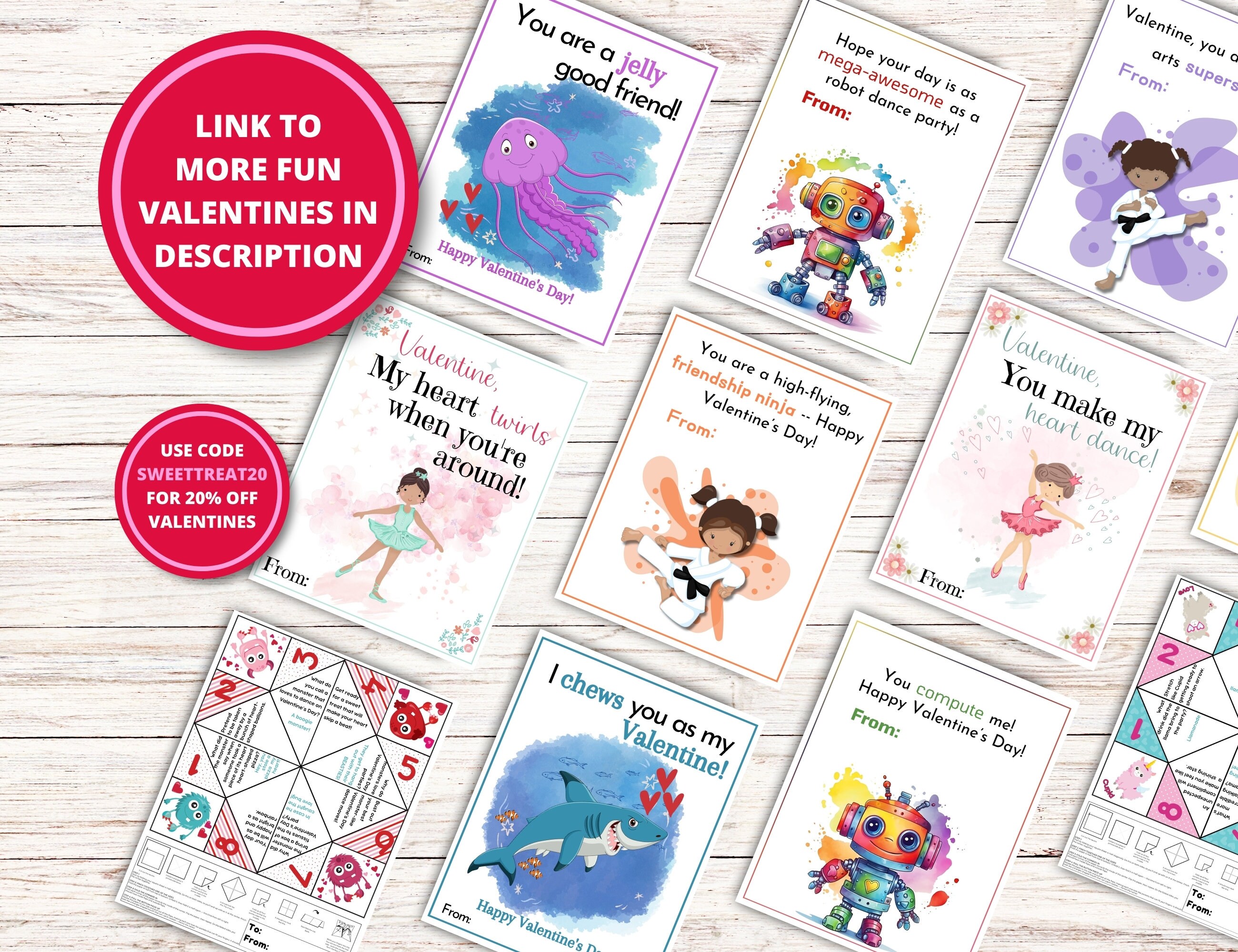 Cootie Catcher Printable Valentine's Day Cards for Kids Fortune Teller ...
