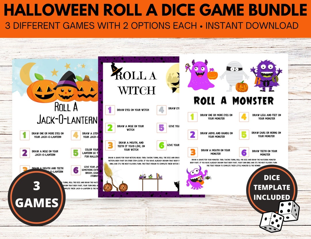 Halloween Roll a Dice Game Bundle | Roll a Monster | Roll Jack-o ...