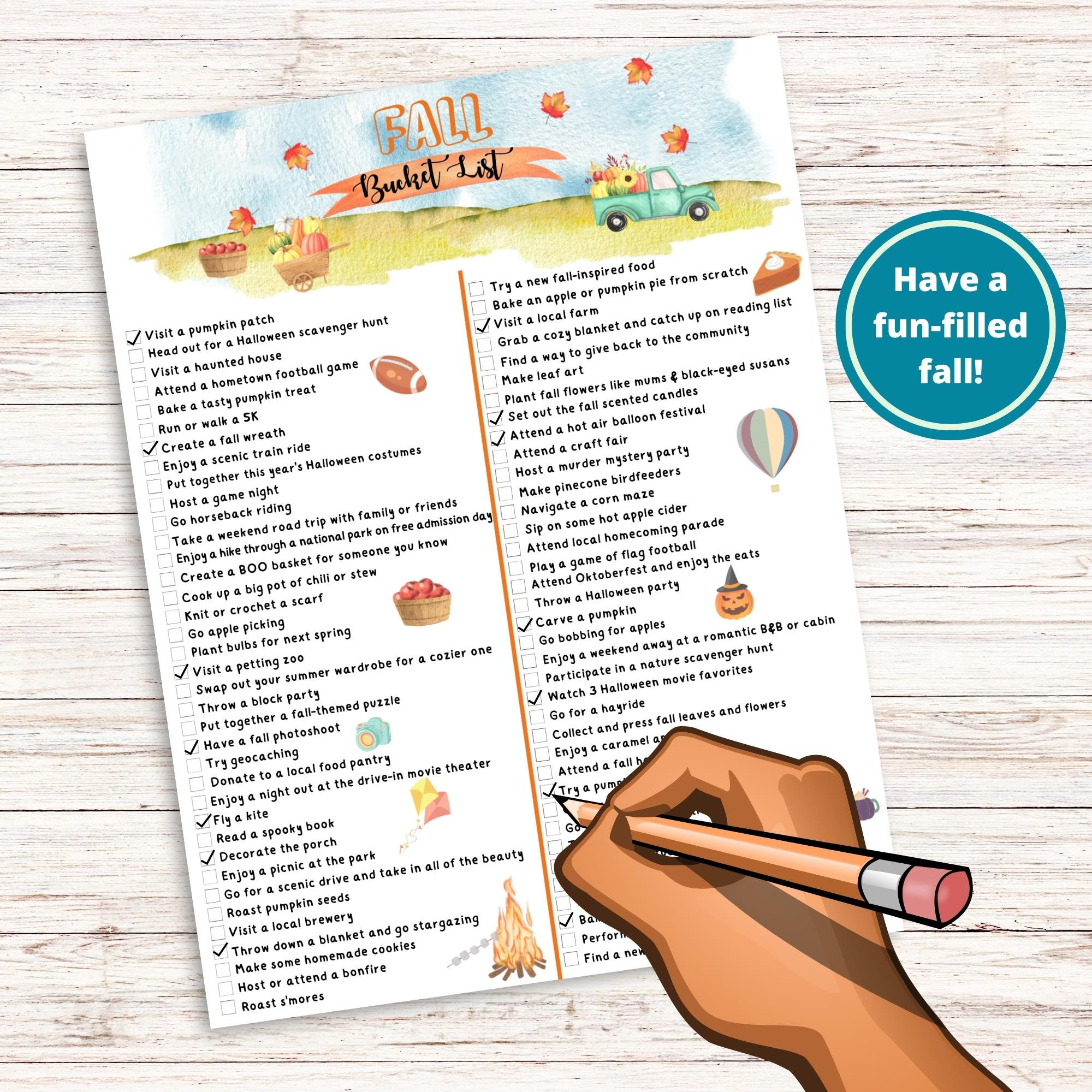 Ultimate Fall Bucket List With FREE Seasonal Calendars | EDITABLE ...