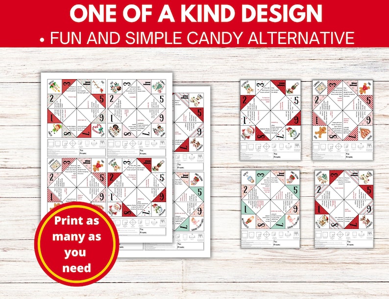 Bundle of 8 Christmas Printable Fortune Tellers- 8 Festive Designs, 3 ...