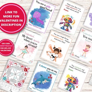 Personalizable Under the Sea Kids Valentine Cards Set of 12 Teacher ...