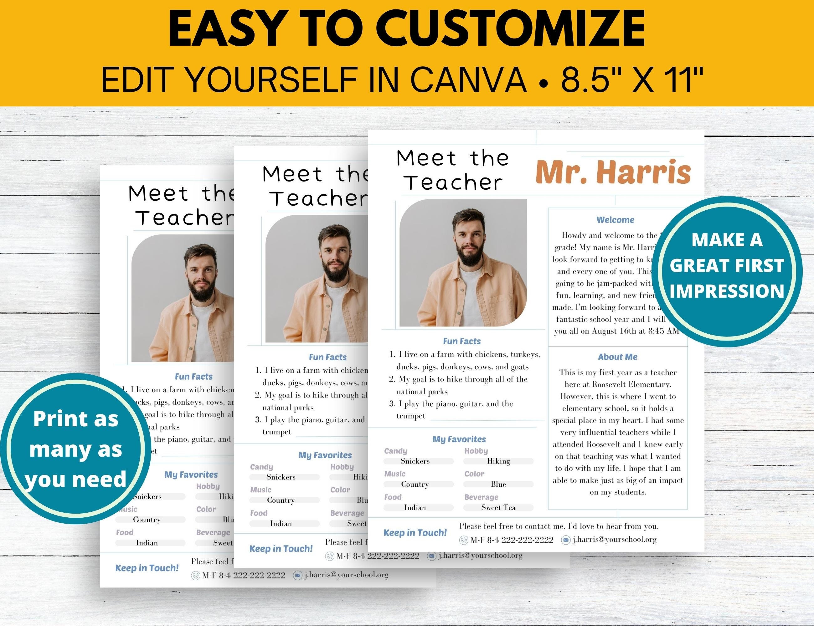 EDITABLE Minimalistic Meet the Teacher Template | Back to School ...