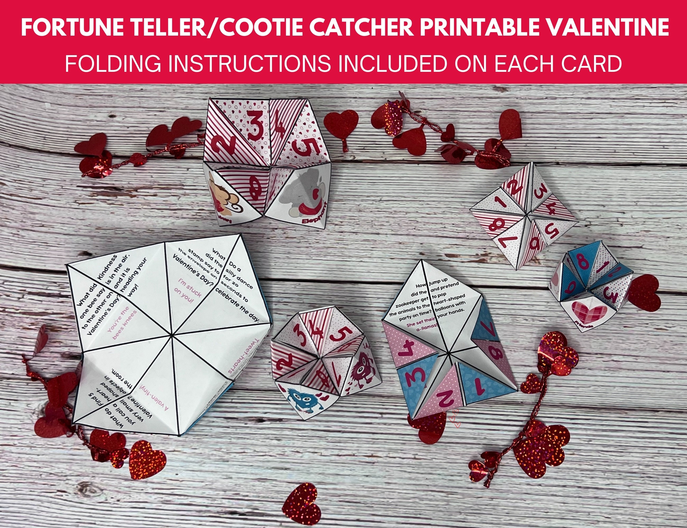 Cootie Catcher Printable Valentine's Day Cards for Kids Fortune Teller ...