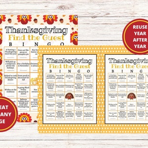 Editable Thanksgiving Find the Guest Bingo | Thanksgiving Human Bingo ...