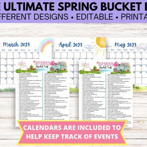 Editable Spring Bucket List With FREE Seasonal Calendars Printable ...
