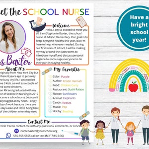 EDITABLE Meet the School Nurse Template | Printable Back to School ...