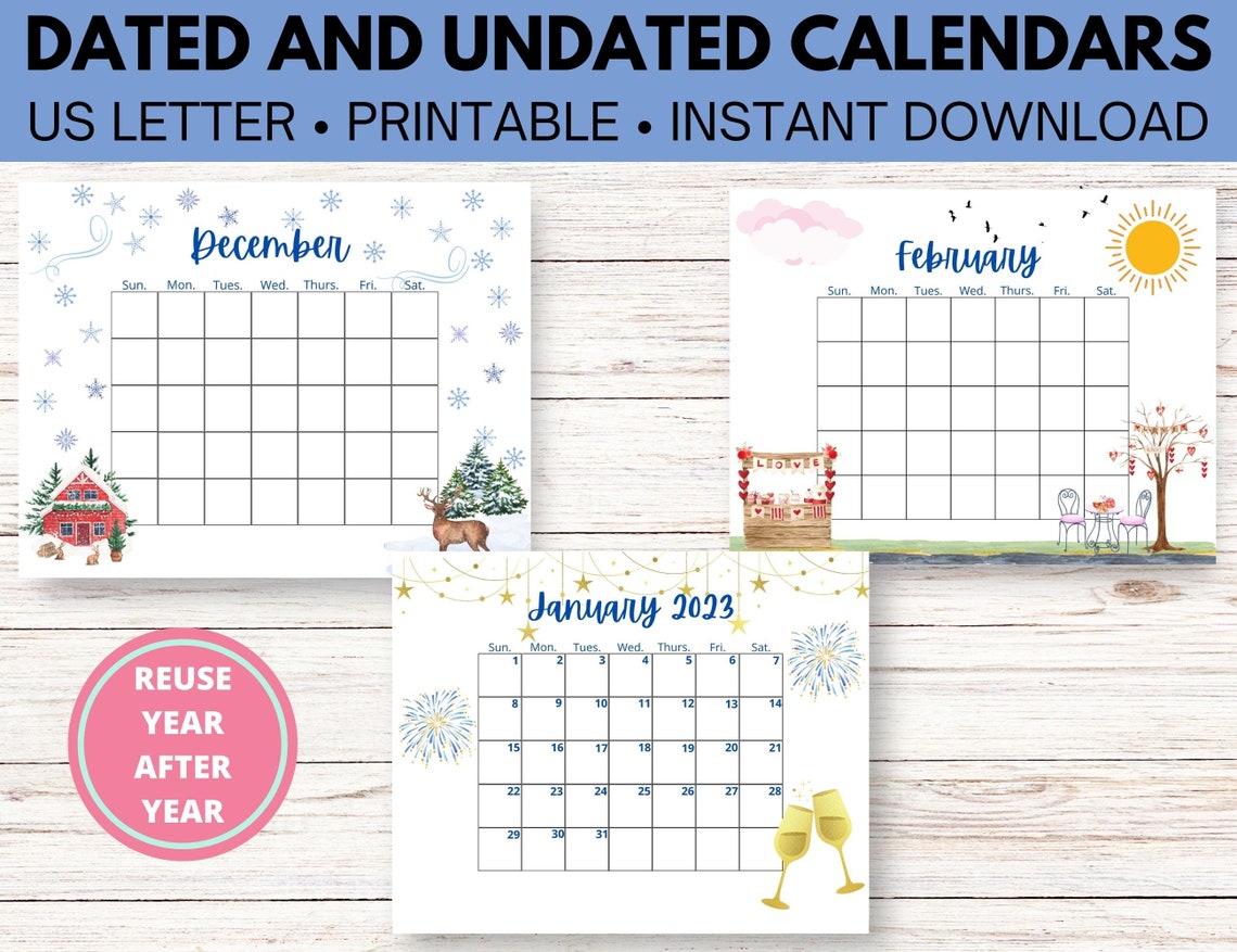 Editable Winter Bucket List With FREE Seasonal Calendars - Etsy
