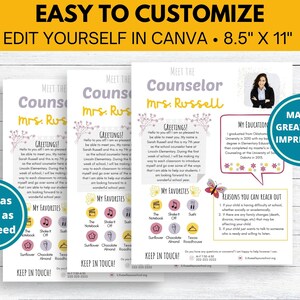 Meet the School Counselor EDITABLE Template | Customizable Meet Your ...