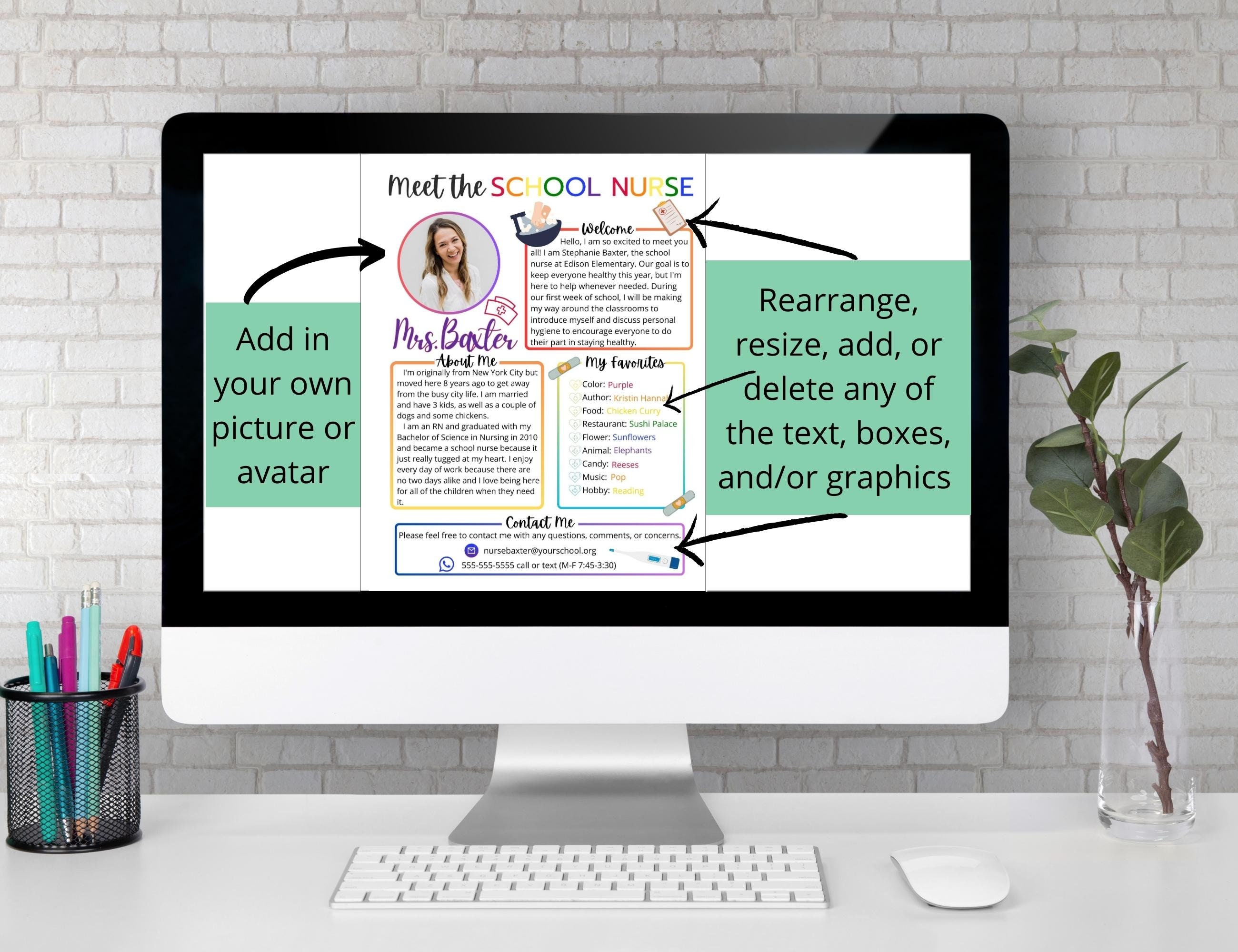 EDITABLE Meet the School Nurse Template | Printable Back to School ...