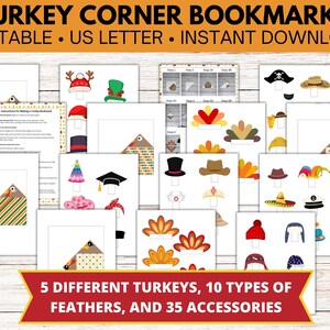Printable Turkey Corner Bookmarks for Thanksgiving – DIY Origami Kit ...