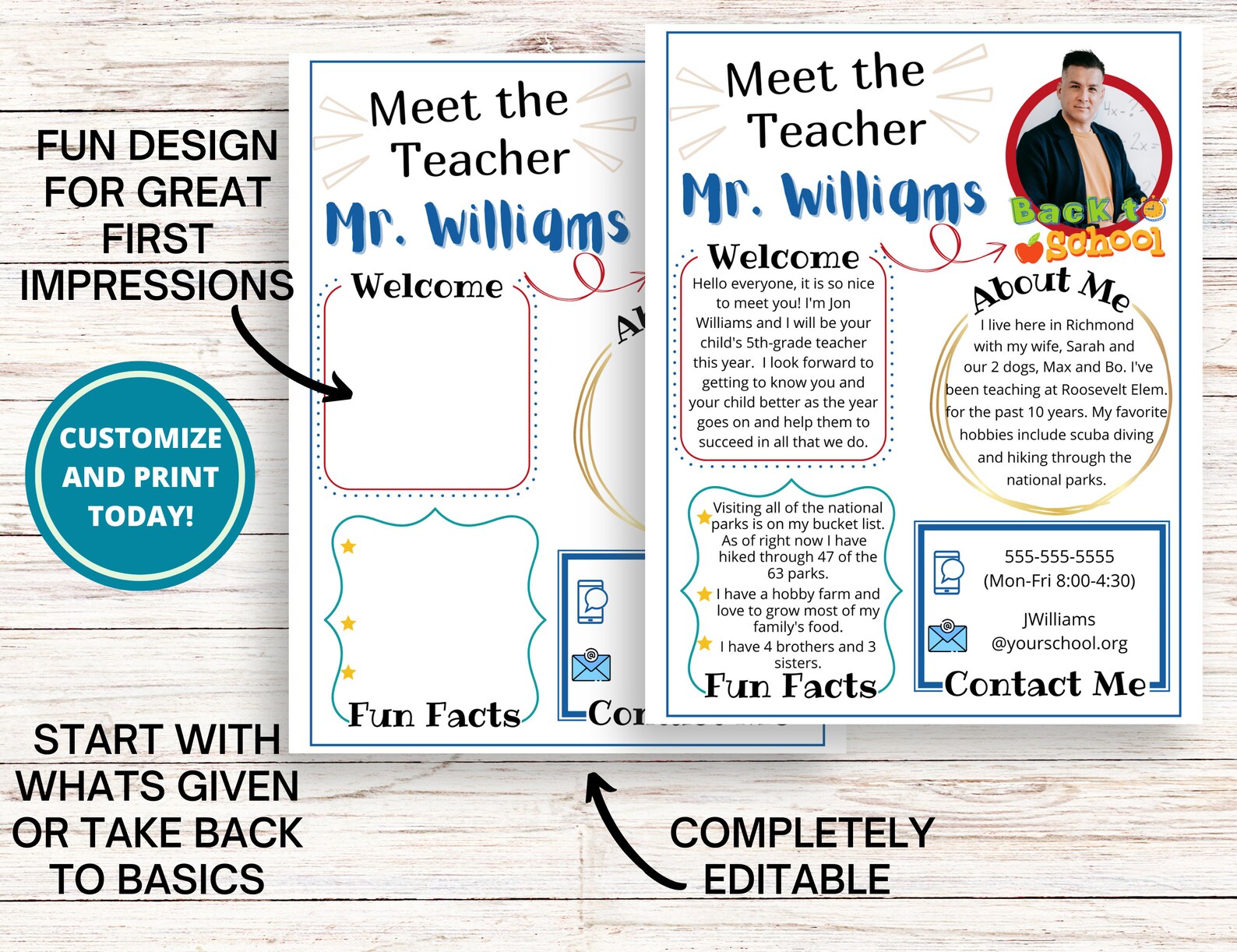 Neutral Meet the Teacher Template | Back to School Printable Welcome ...
