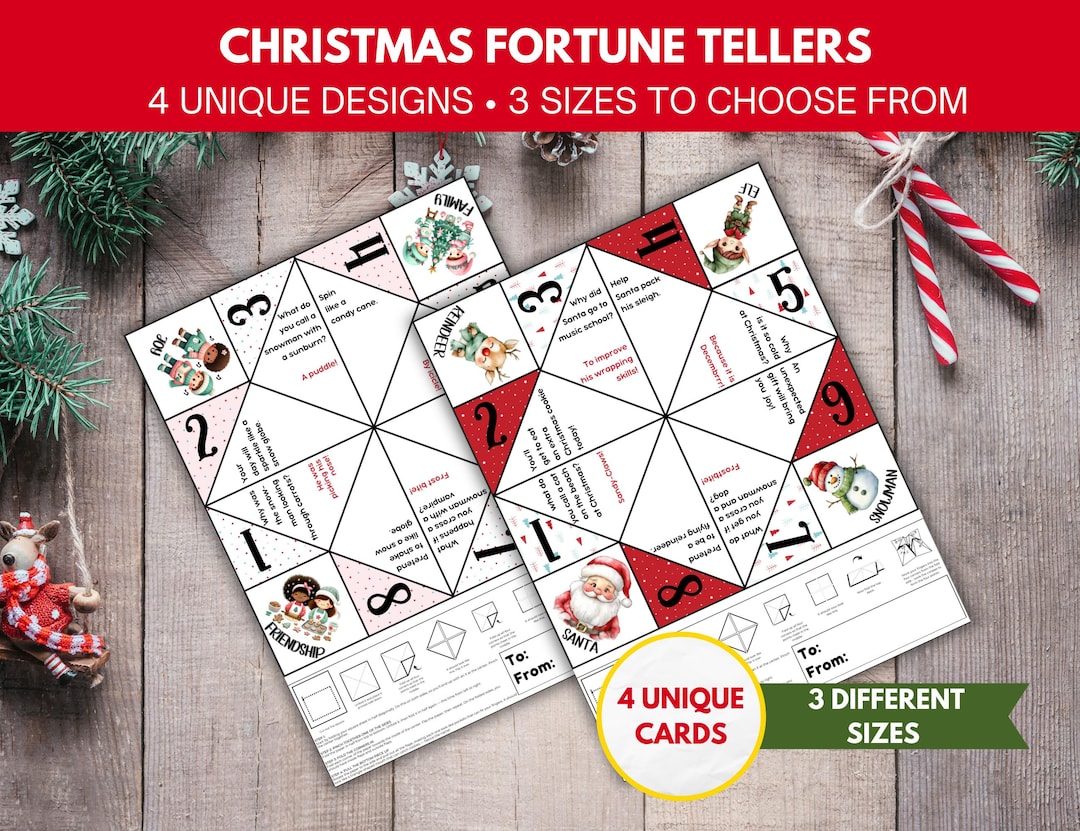 Christmas Printable Cootie Catchers- 4 Festive Designs, 3 Sizes ...