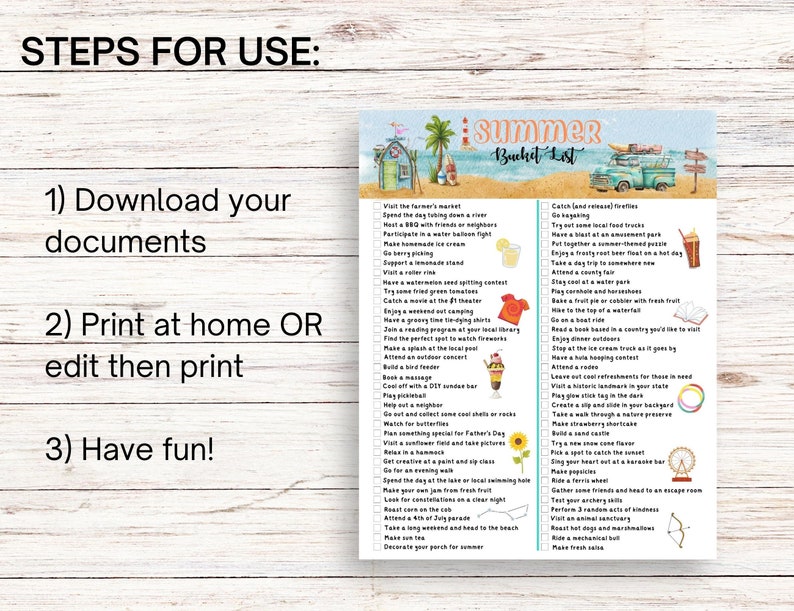 Editable Summer Bucket List With FREE Seasonal Calendars | Printable ...