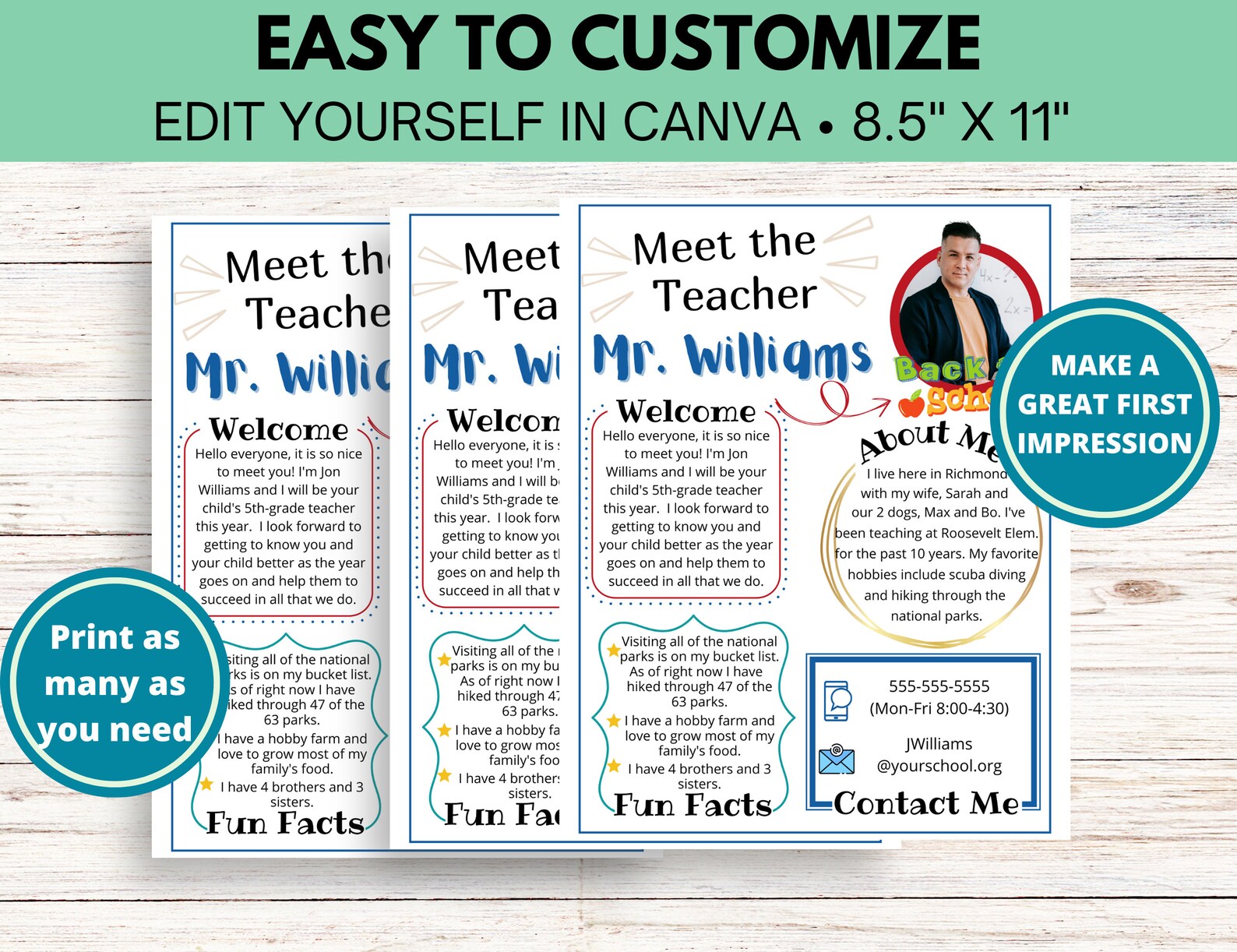 Neutral Meet the Teacher Template | Back to School Printable Welcome ...