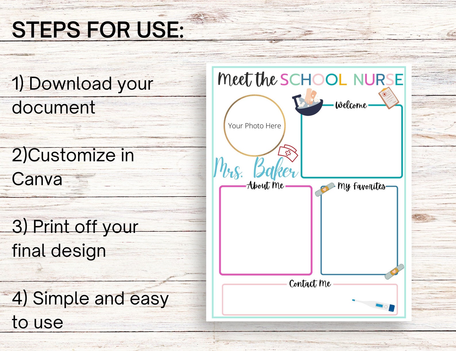 Meet the School Nurse Template | Back to School Printable Welcome ...