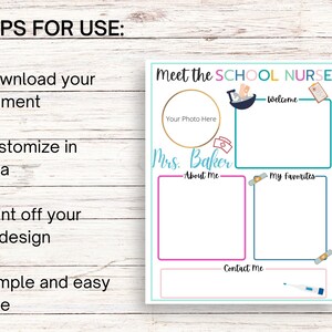 Meet the School Nurse Template | Back to School Printable Welcome ...