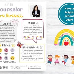 Meet the School Counselor EDITABLE Template | Customizable Meet Your ...