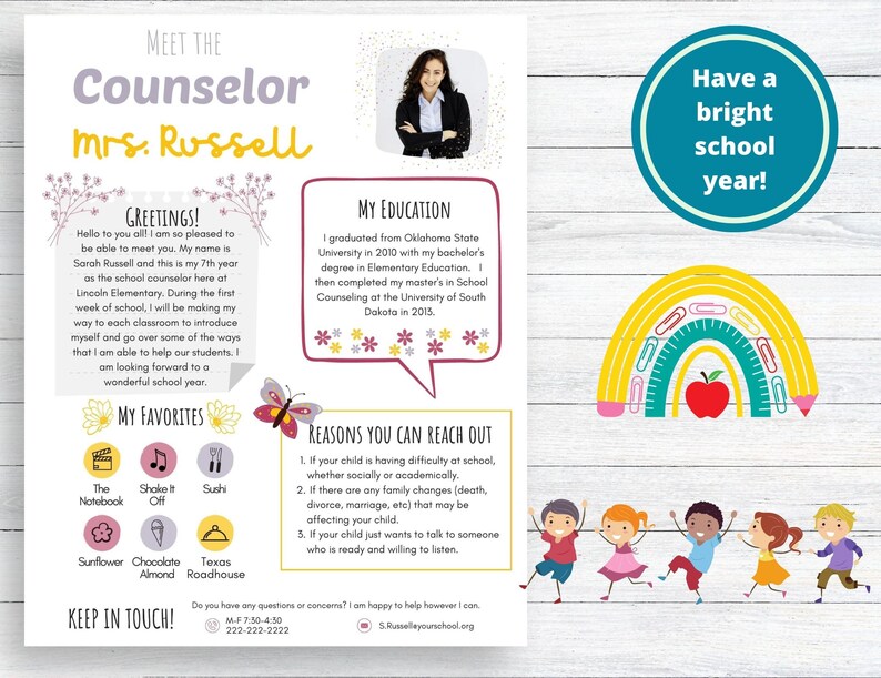 Meet the School Counselor EDITABLE Template | Customizable Meet Your ...