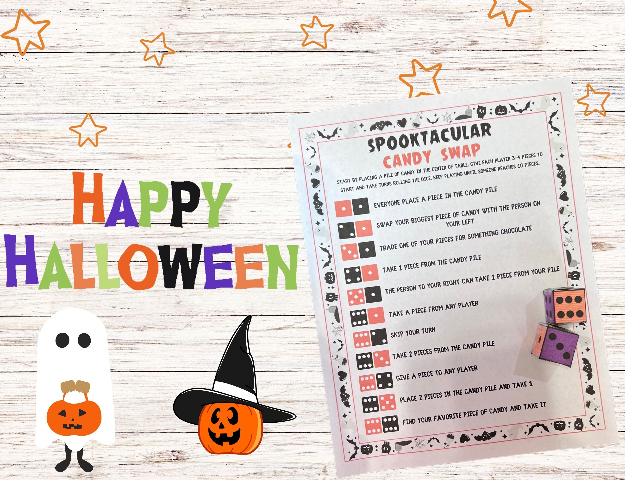 Halloween Candy Dice Printable | Candy Swap Instant Download | Candy ...