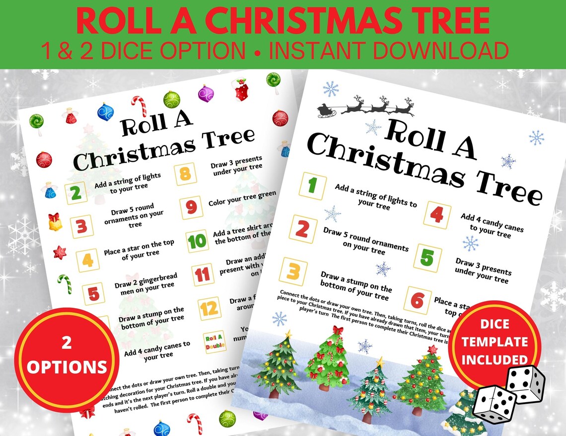 Roll a Christmas Tree Dice Game | Kids X-mas Game Instant Download ...