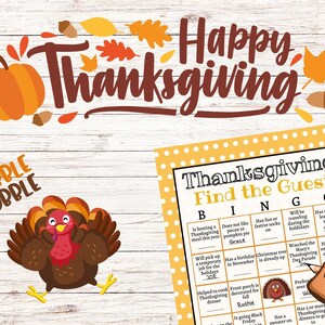 Editable Thanksgiving Find the Guest Bingo | Thanksgiving Human Bingo ...