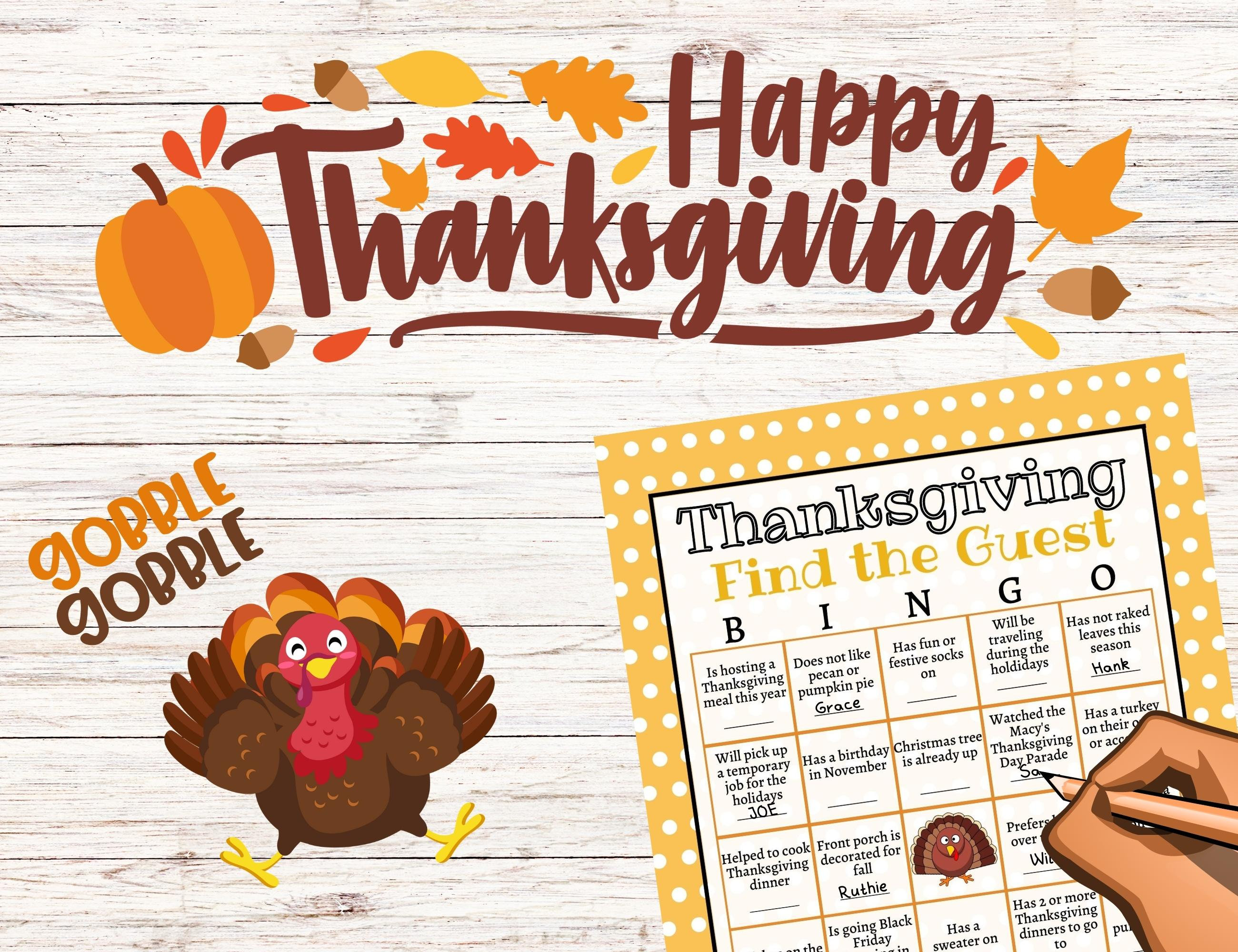 Editable Thanksgiving Find the Guest Bingo | Thanksgiving Human Bingo ...