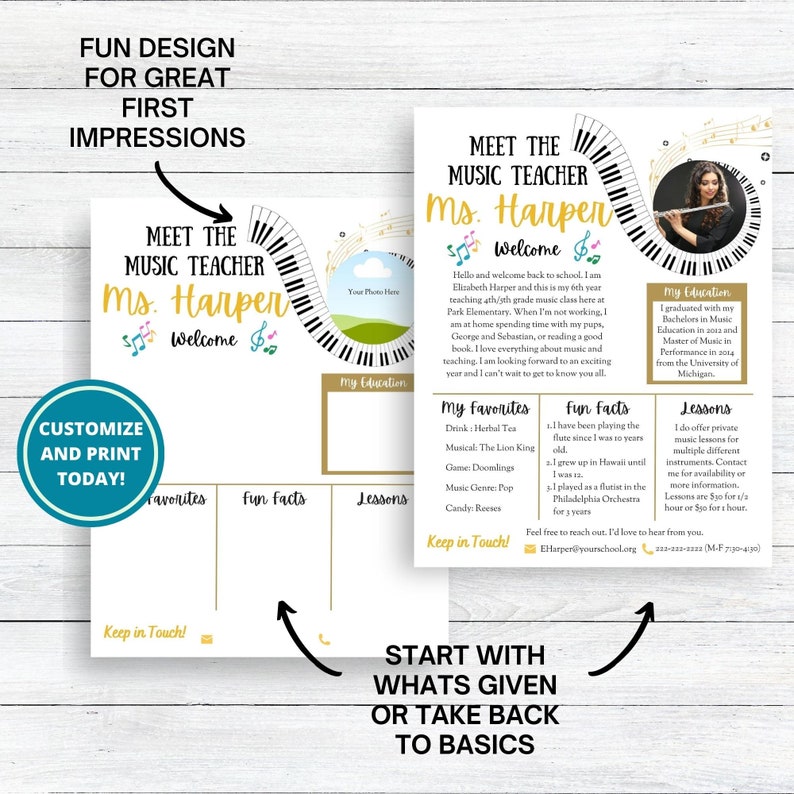 Meet the Music Teacher Template Editable Printable Music Teacher ...