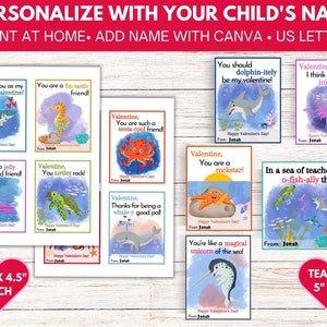 Personalizable Under the Sea Kids Valentine Cards | Set of 12 + Teacher ...