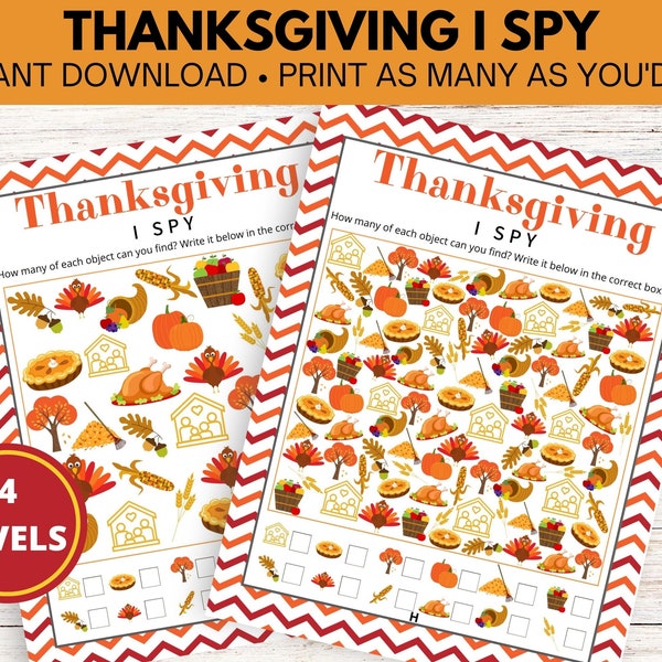 Thanksgiving Printable Game - Etsy