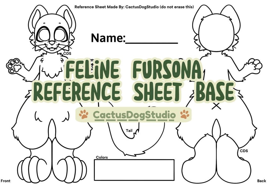 Feline Fursona Reference Sheet Base - Etsy