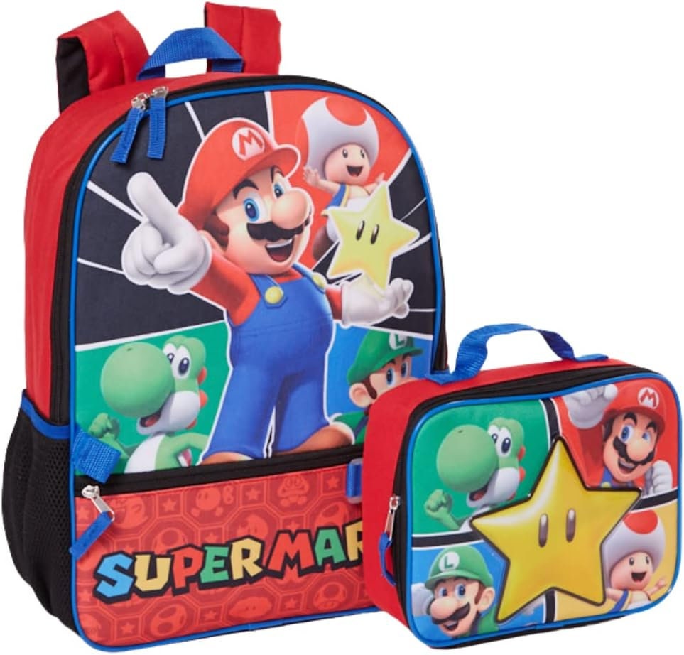 Personalized Super Mario 16 Inches Large Backpack With Lunch - Etsy